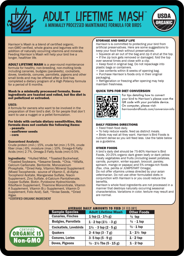 Adult Lifetime Mash - Harrison's Bird Foods