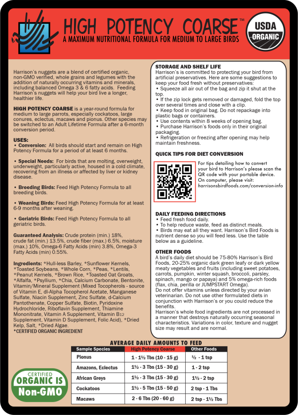 HIGH POTENCY COARSE* - Harrison's Bird Foods