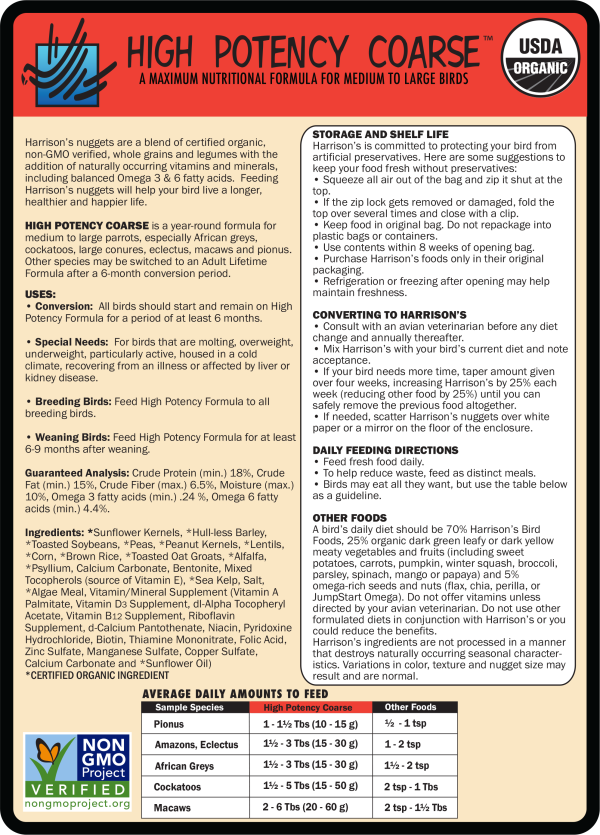 HIGH POTENCY COARSE - Harrison's Bird Foods