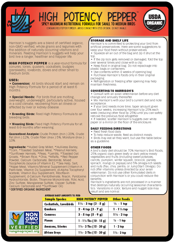 HIGH POTENCY PEPPER (Fine) - Harrison's Bird Foods